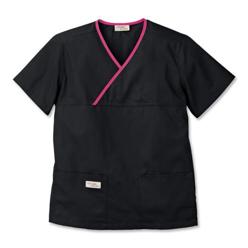 9502 - Urbane® Women’s Contrast Trim Double Pocket Crossover Scrub Top ...